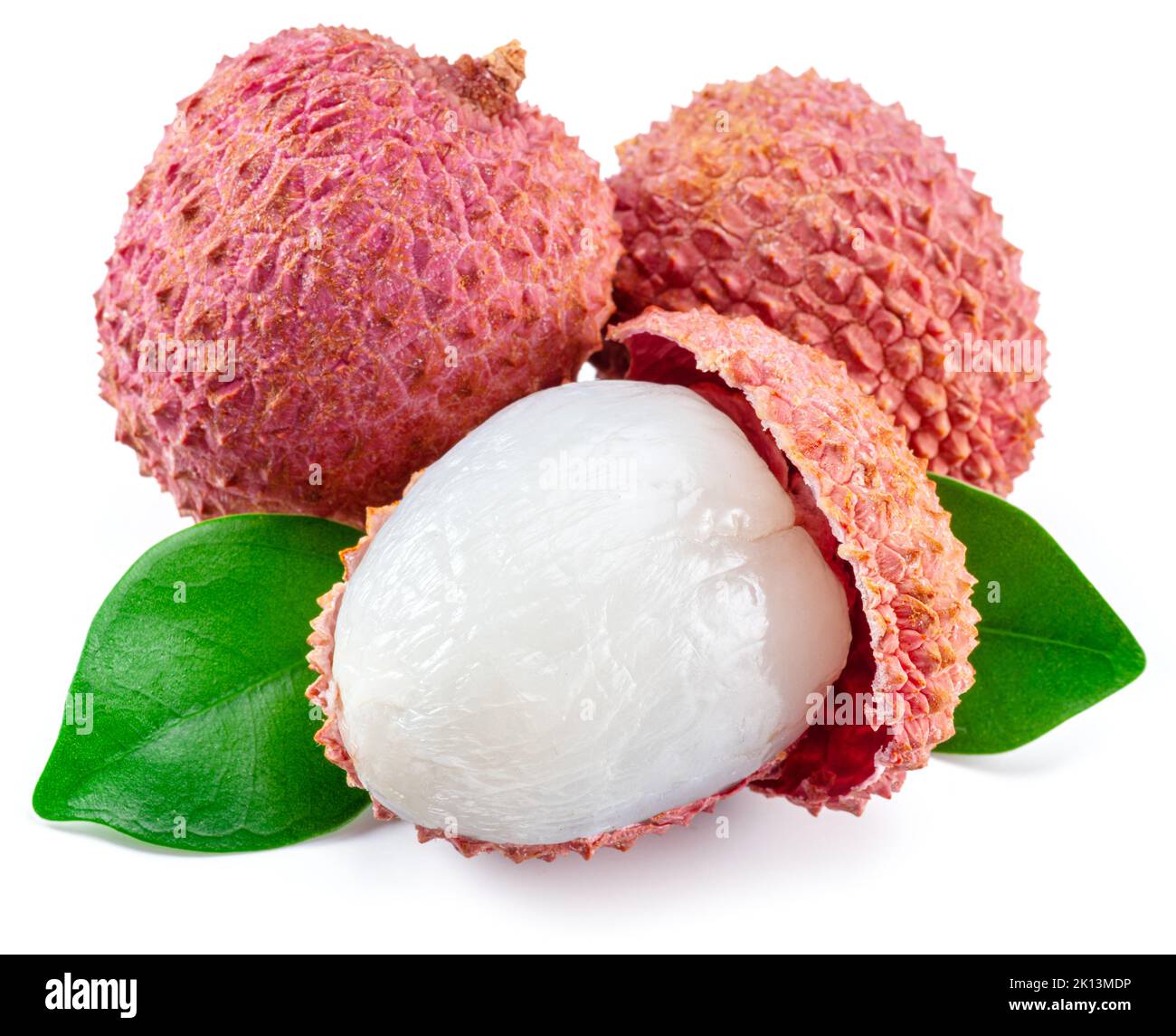 Whole and opened lychee fruit isolated on white background Stock Photo ...