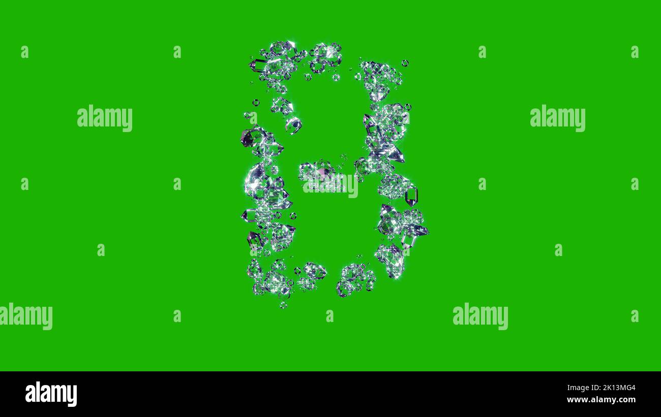 lighting transparent brilliants font - letter B on chroma key screen ...