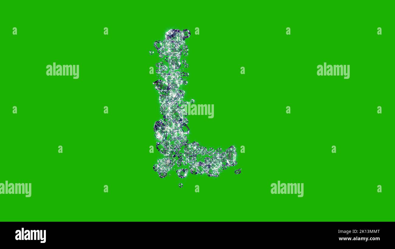 shining transparent brilliants font - letter L on green screen ...
