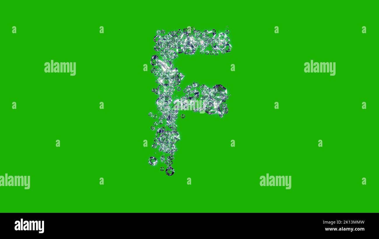 lighting transparent brilliants font - letter F on chroma key screen ...