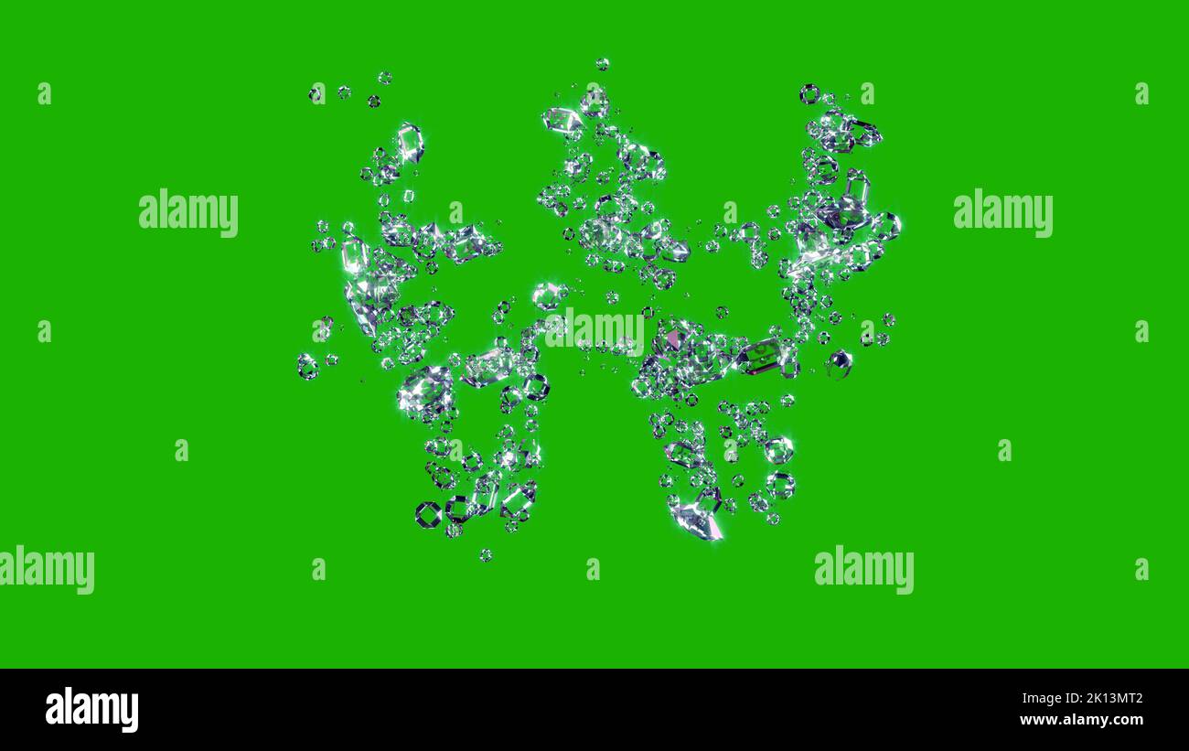 shining finest brilliants font - won sign on green screen, isolated ...