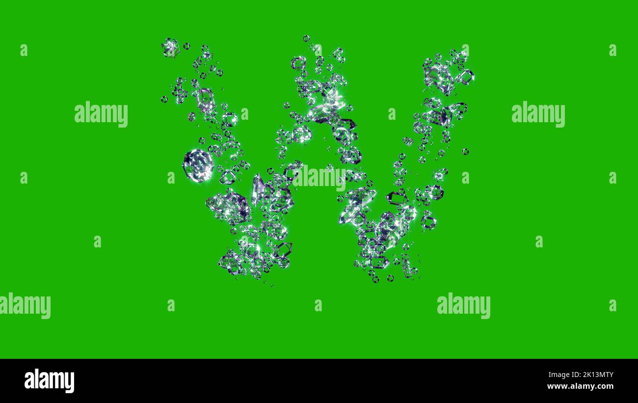 shining finest brilliants alphabet - letter W on chroma key screen ...