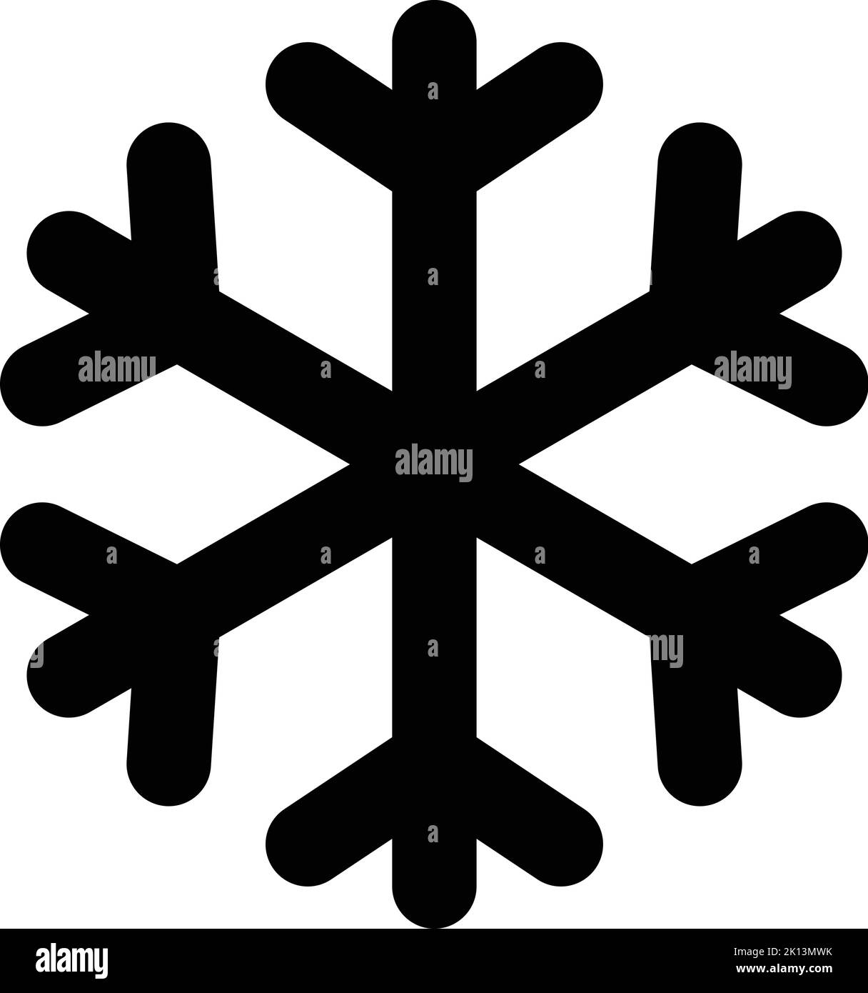 A digital simple vector illustration of a black snowflake on a white ...