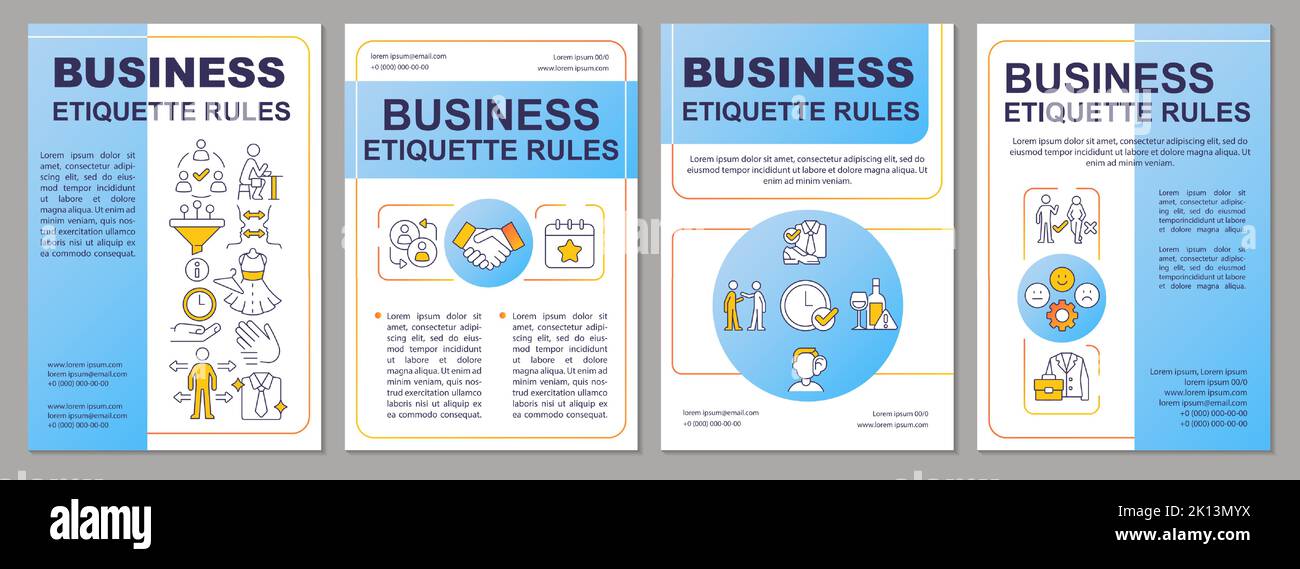 Common business etiquette blue brochure template Stock Vector Image ... Common business etiquette blue brochure template Stock Vector Image ...