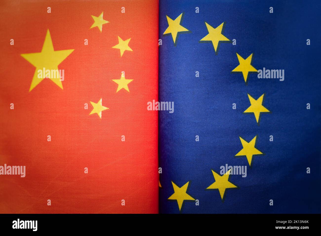 The relationship between the EU and China concept with two flags Stock ...