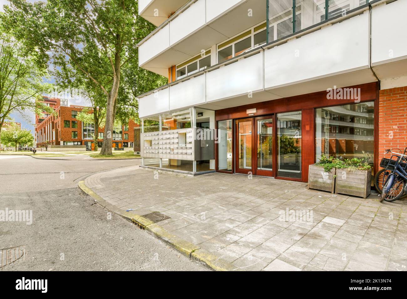 View of street near building with beauty of vegetation outside Stock ...