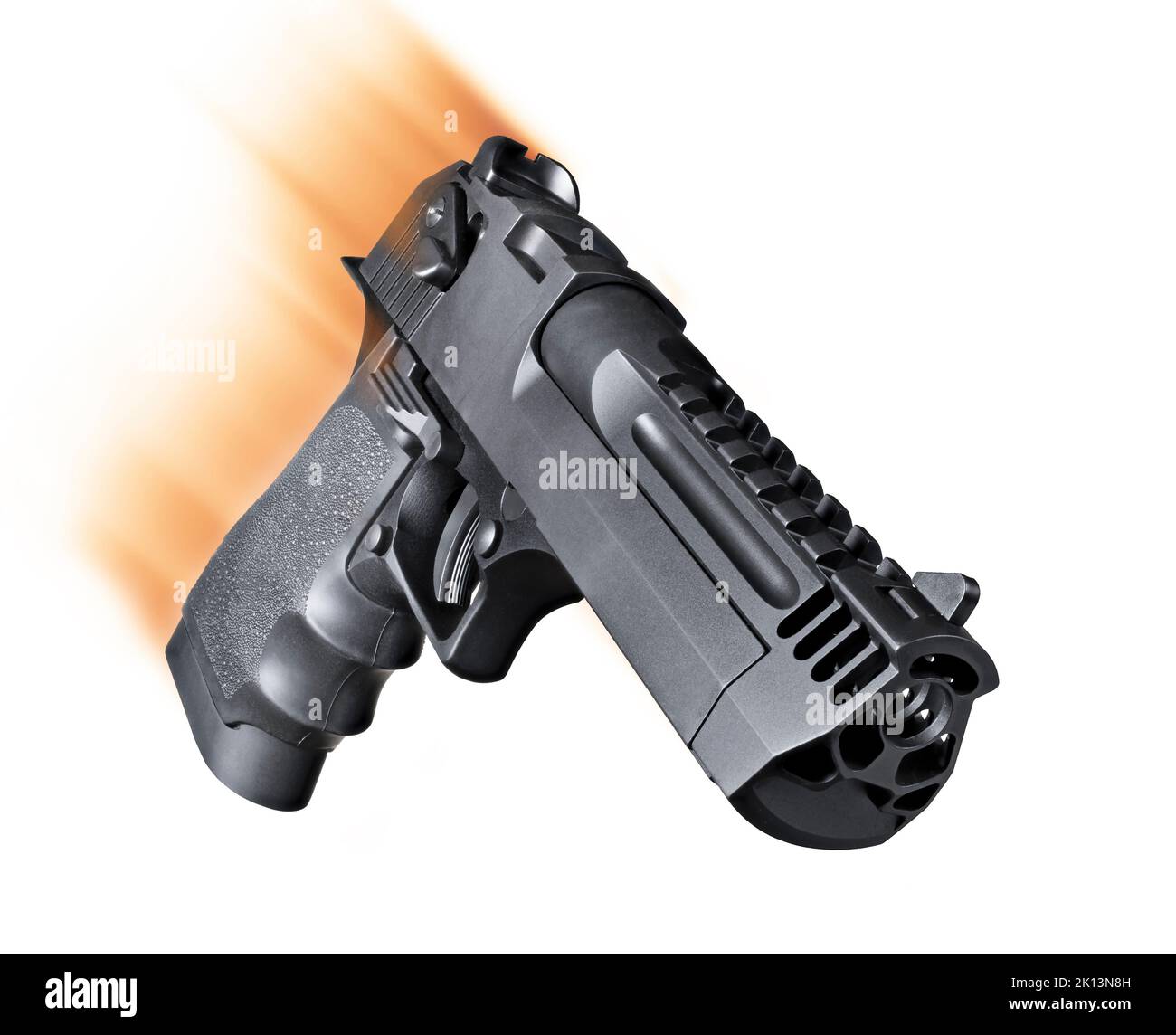 Fast moving semi auto handgun on a white background Stock Photo - Alamy