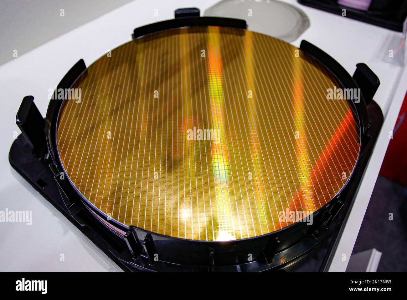 Taipei, Taipei, Taiwan. 15th Sep, 2022. A silicon wafer on display ...