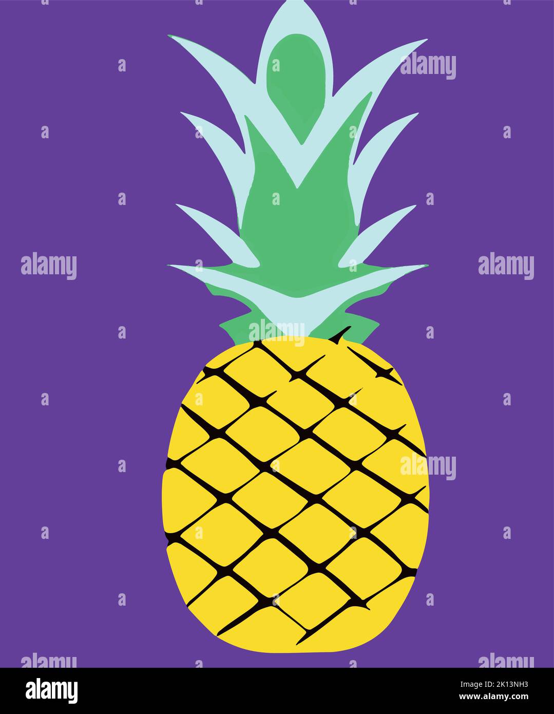 A simple vector illustration of a pineapple on the purple background ...