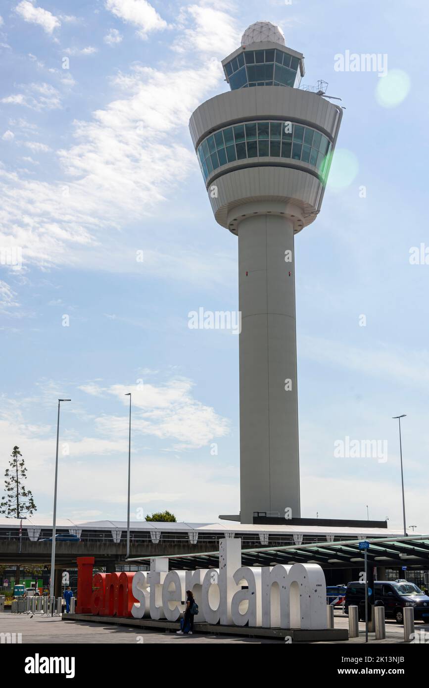 Air traffic control tower, Schiphol Airport, Netherlands Stock Photo ...