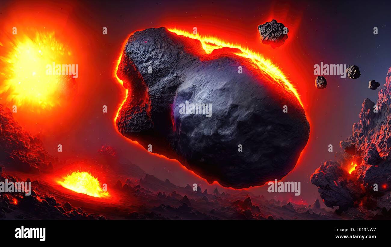 Asteroid falling on earth illustration hi-res stock photography and ...