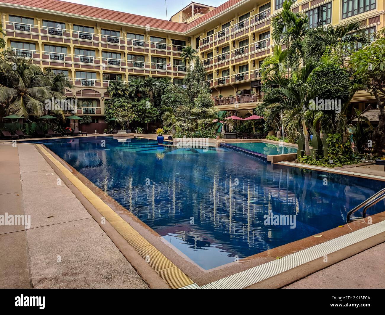 Swimming Pool of a hotel in Siem Reap, Cambodia Stock Photo - Alamy