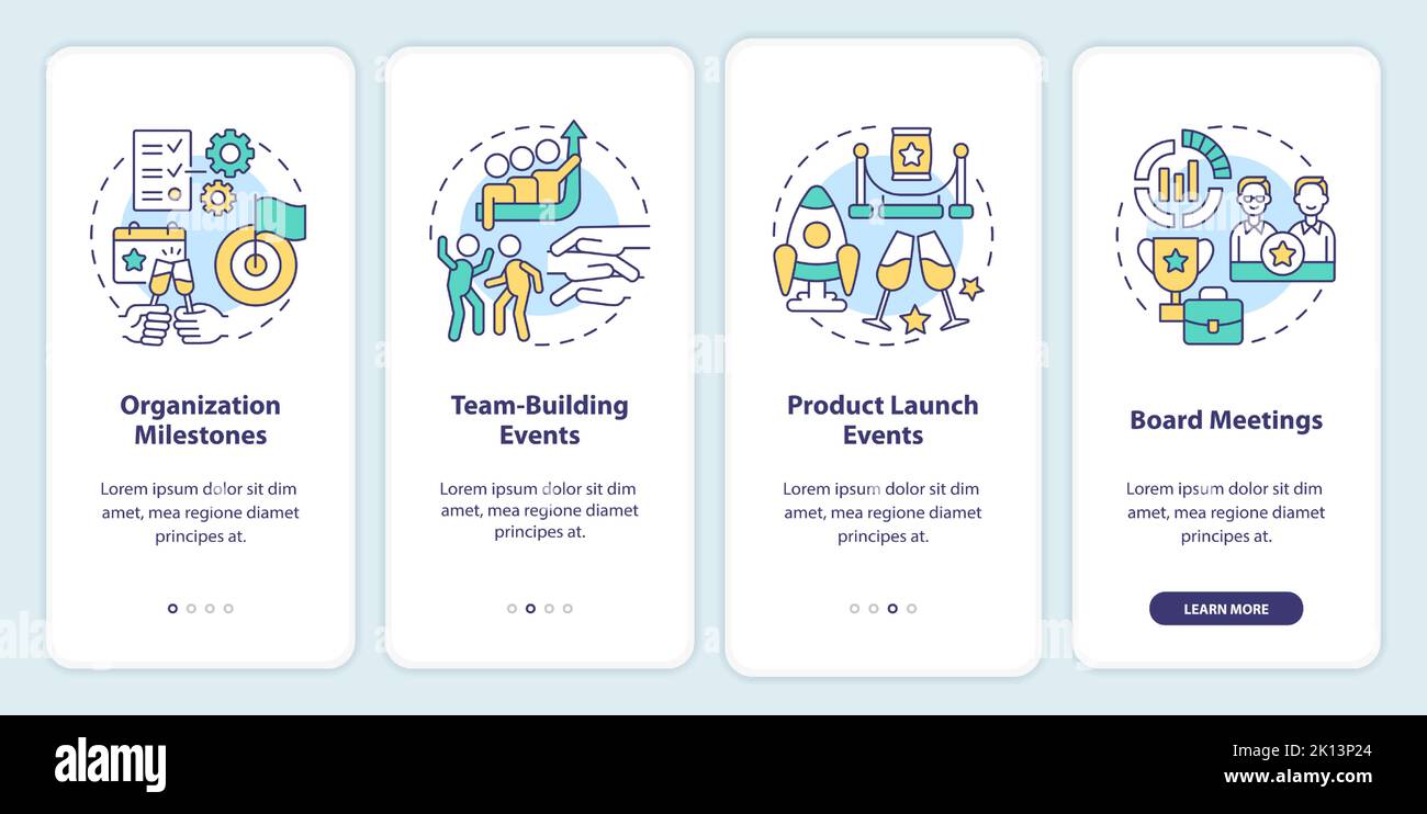 Corporate events examples onboarding mobile app screen Stock Vector Image & Art - Alamy