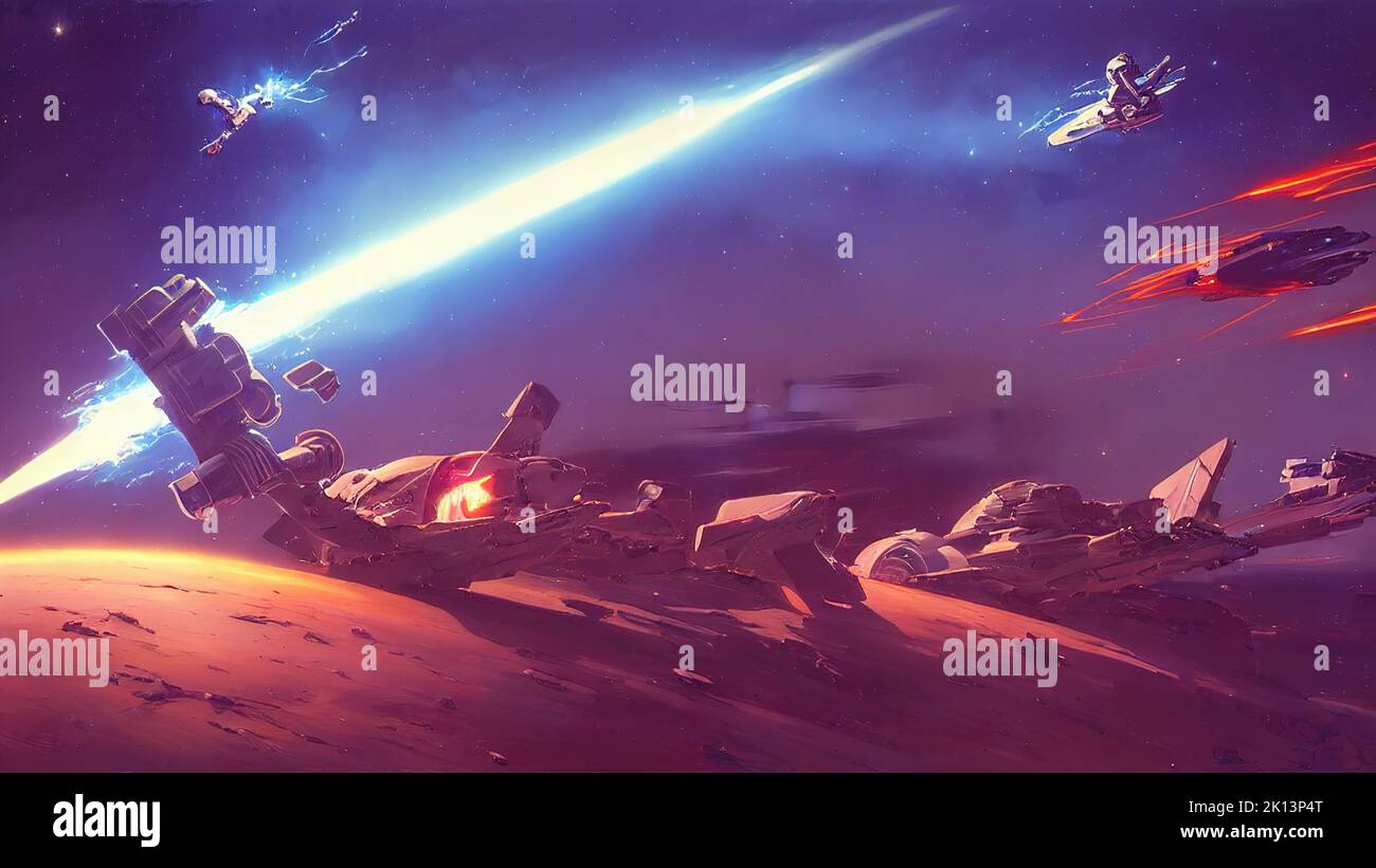 Space battle spaceships fighting hi-res stock photography and images ...
