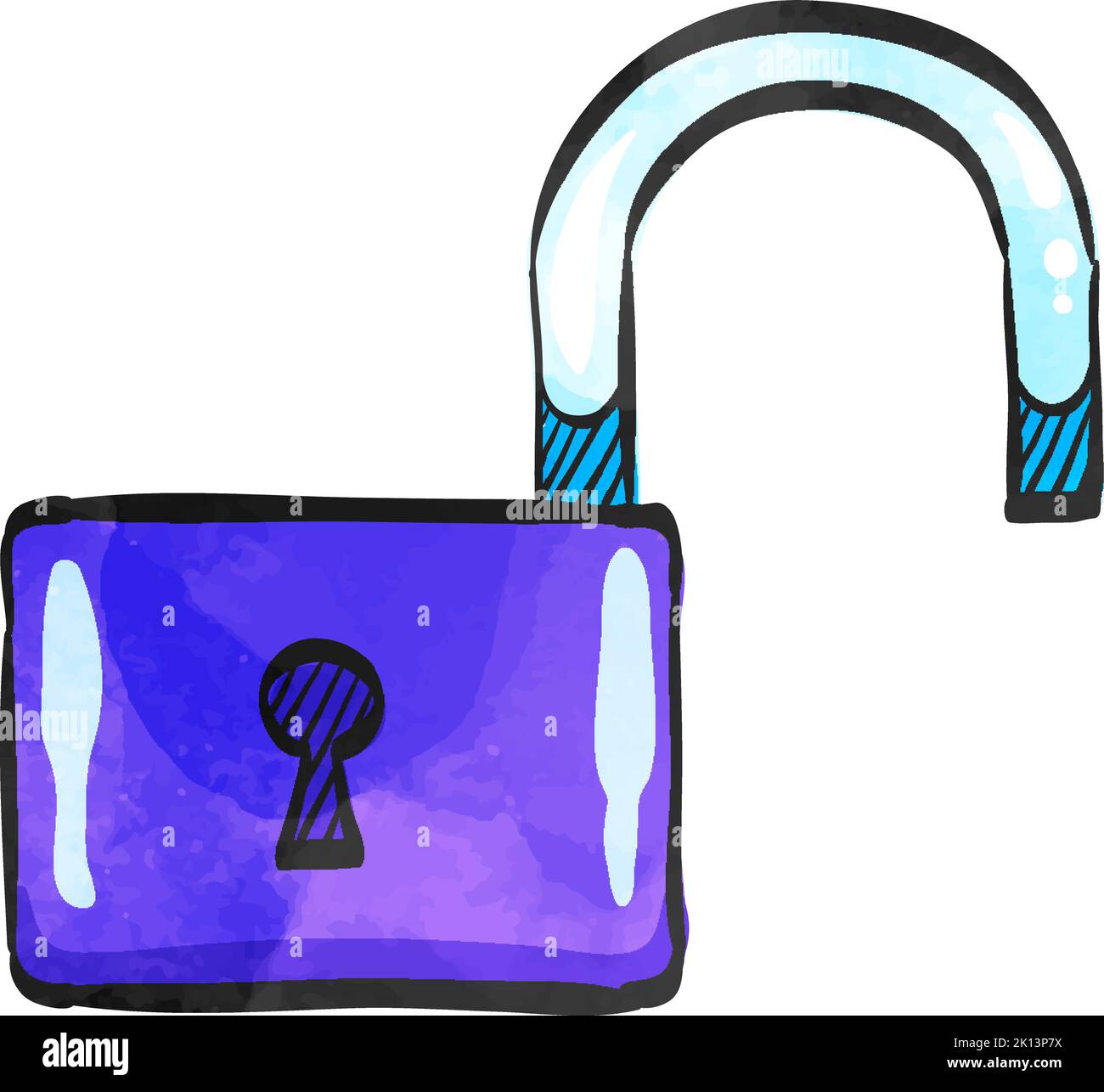 Padlock unlocked icon in watercolor style Stock Vector Image & Art - Alamy