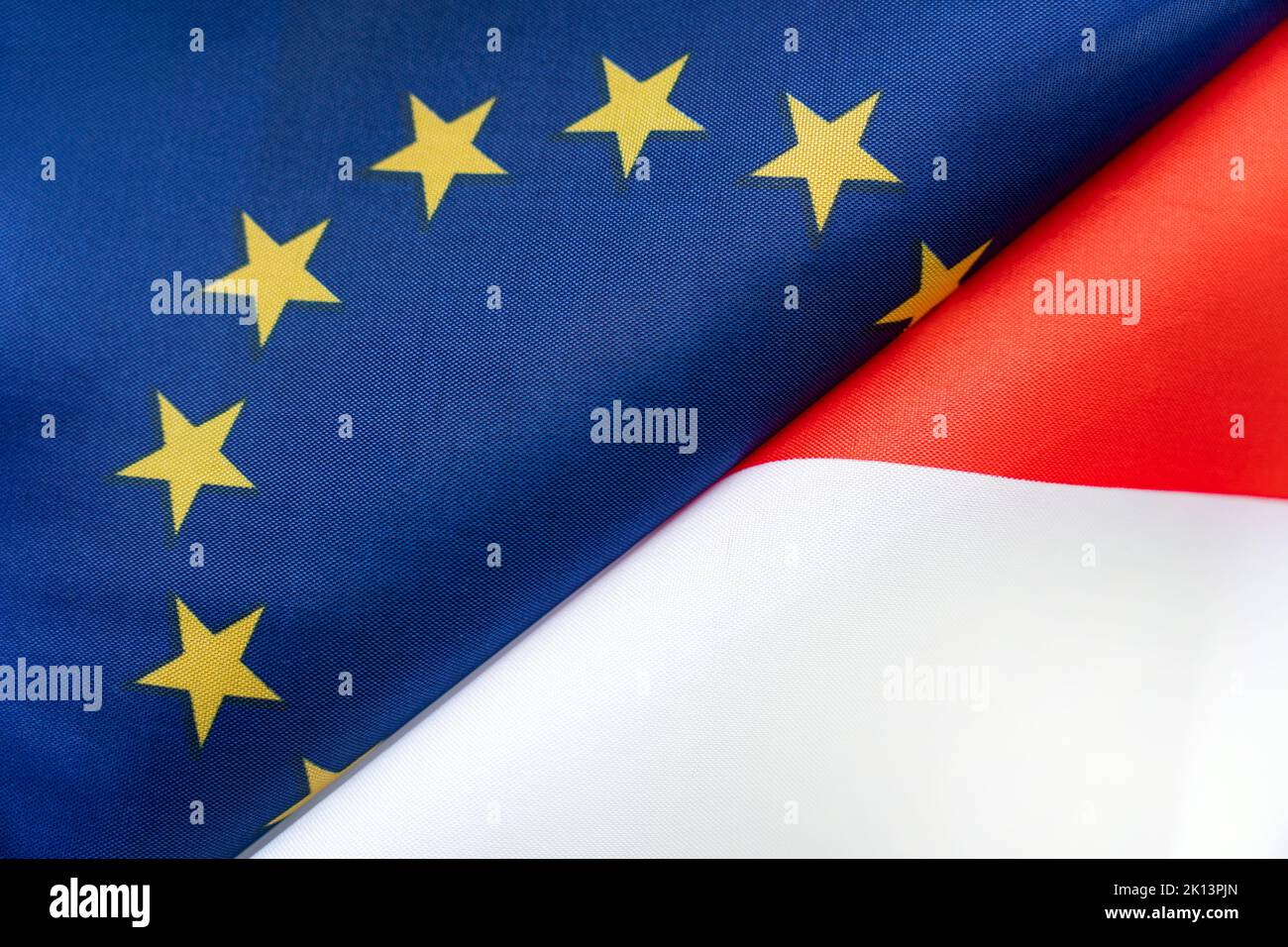 Flags European Union and poland. The concept of international relations ...