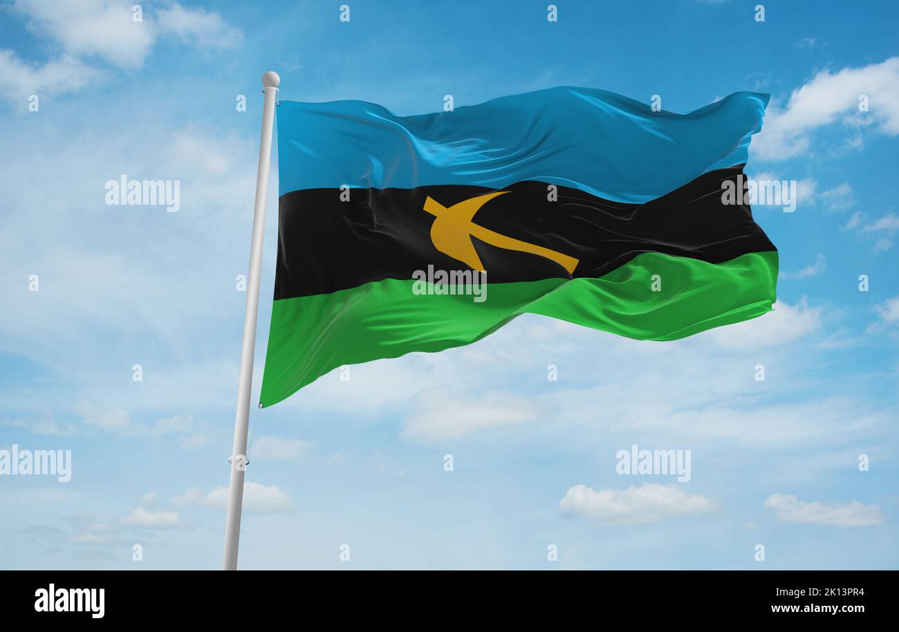 flag of African Arabs Shirazi people at cloudy sky background ...
