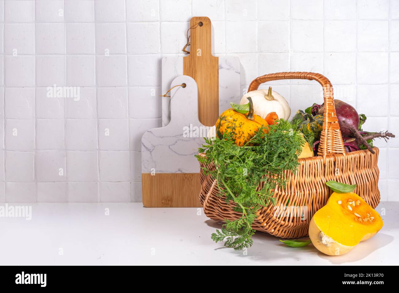 Autumn cooking, organic farm food background. Harvesting concept ...