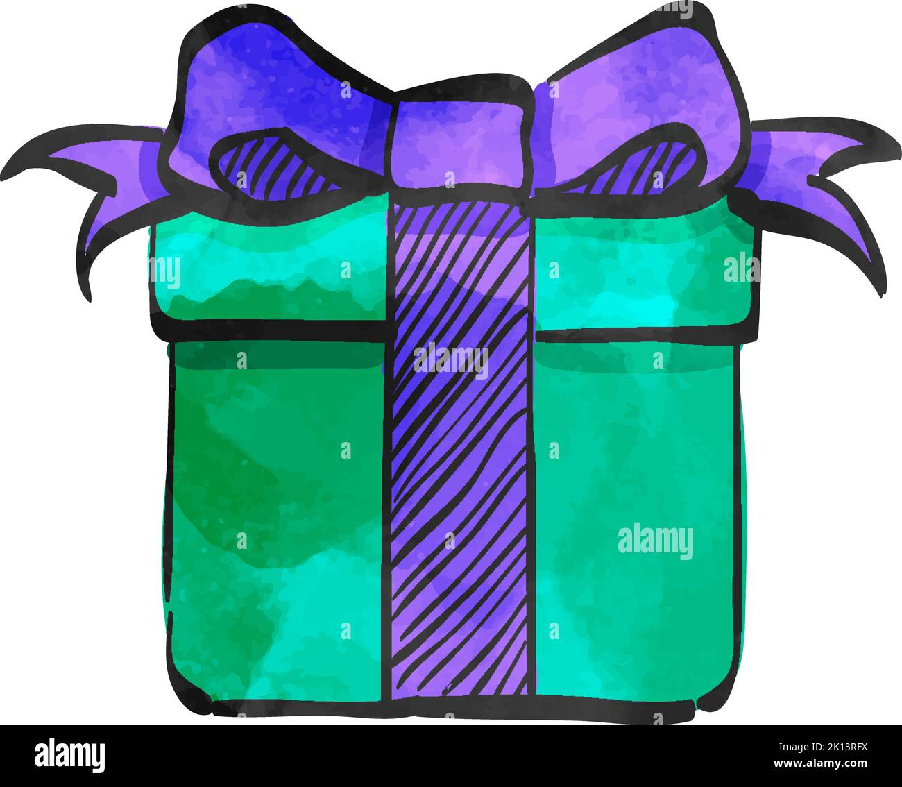 Watercolor christmas gift box Stock Vector Images - Alamy