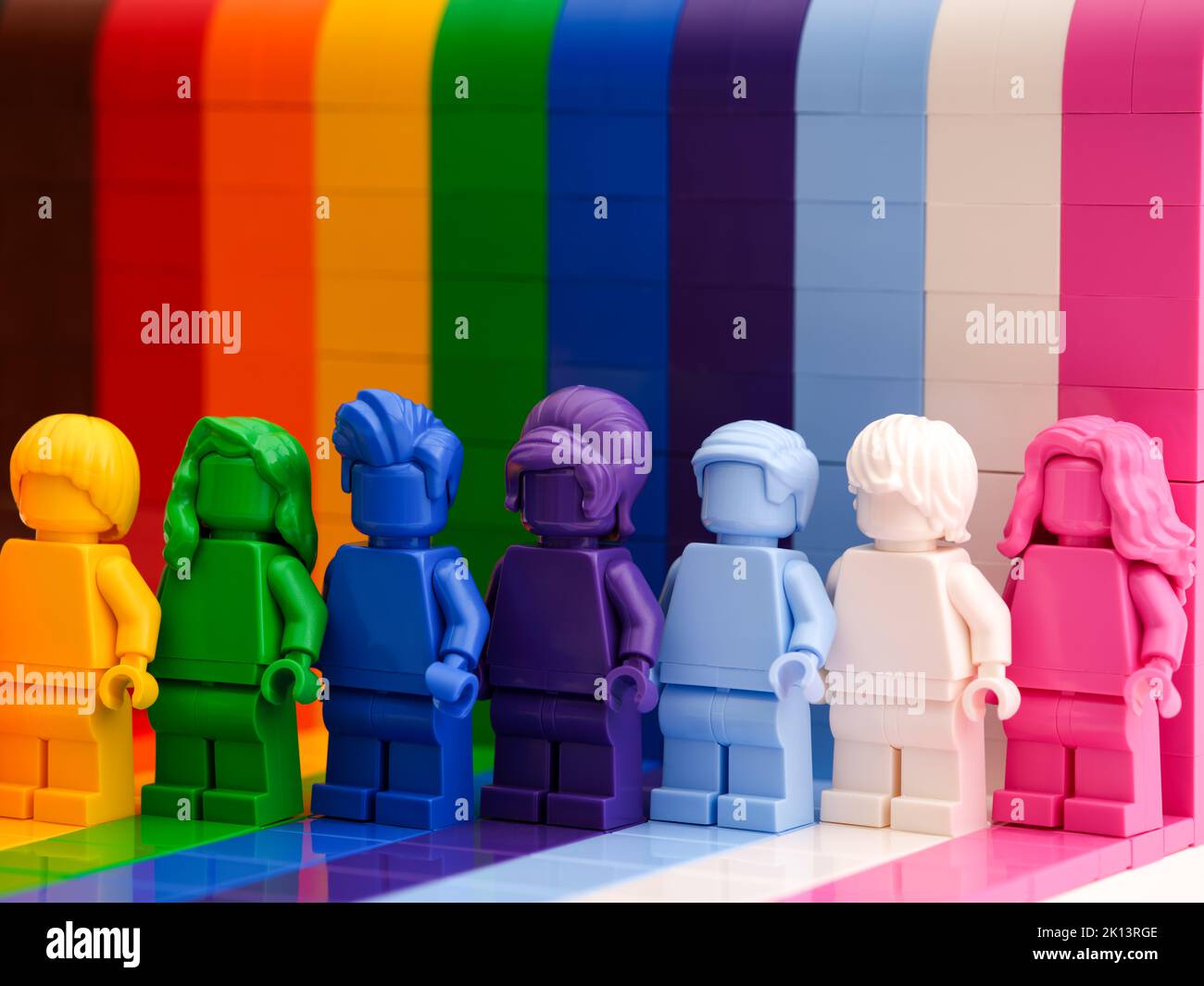 Tambov, Russian Federation - September 06, 2022 Seven Lego monochrome ...