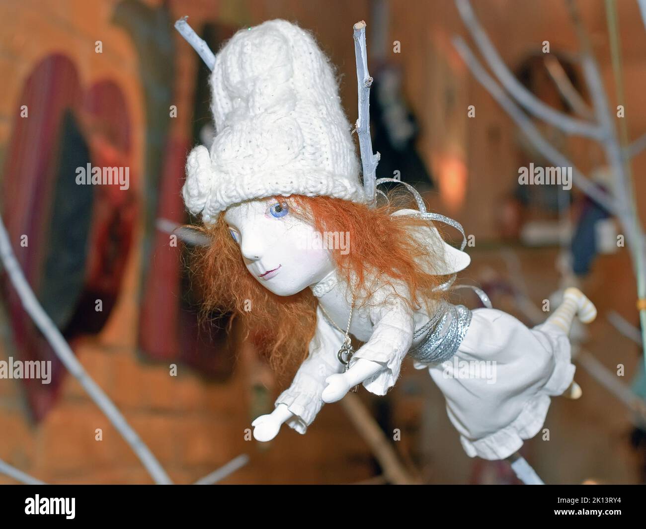 A collectible Christmas-tree white angel, is on display at the Angel ...