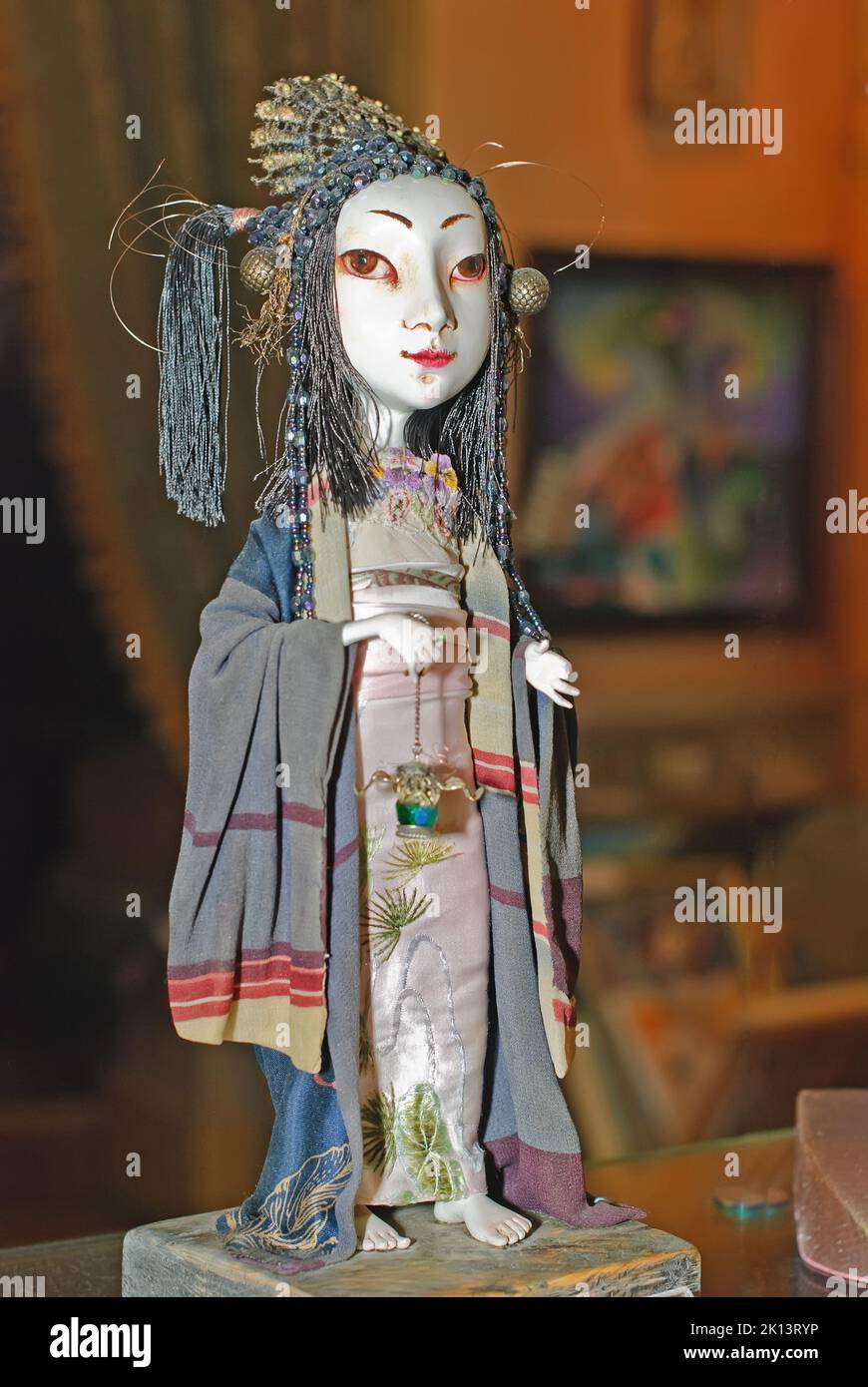 A collectible doll, a traditionally dressed Geisha, is on display at ...