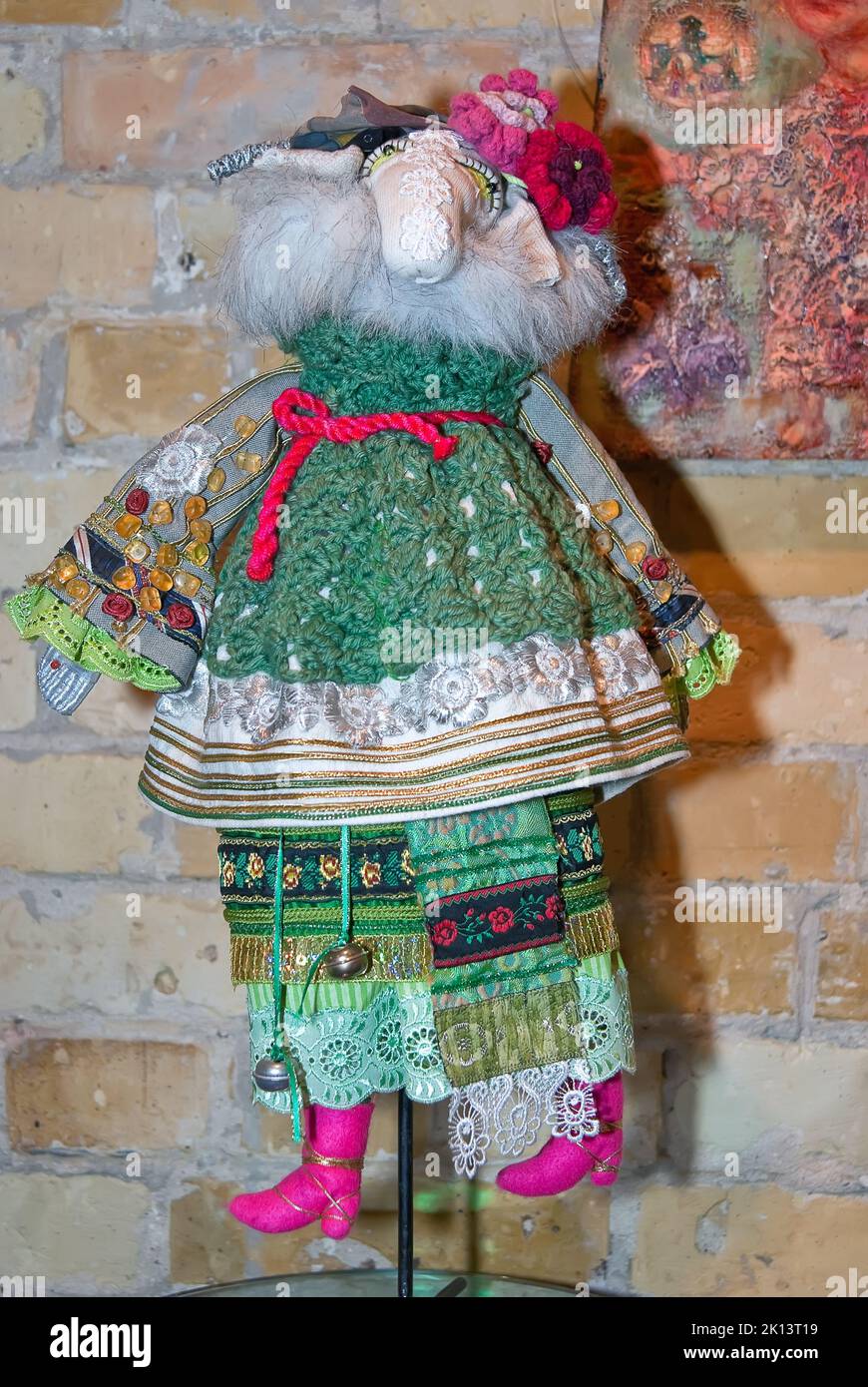 A collectible toy, a goat Dereza from Ukrainian fairy tale, is on ...