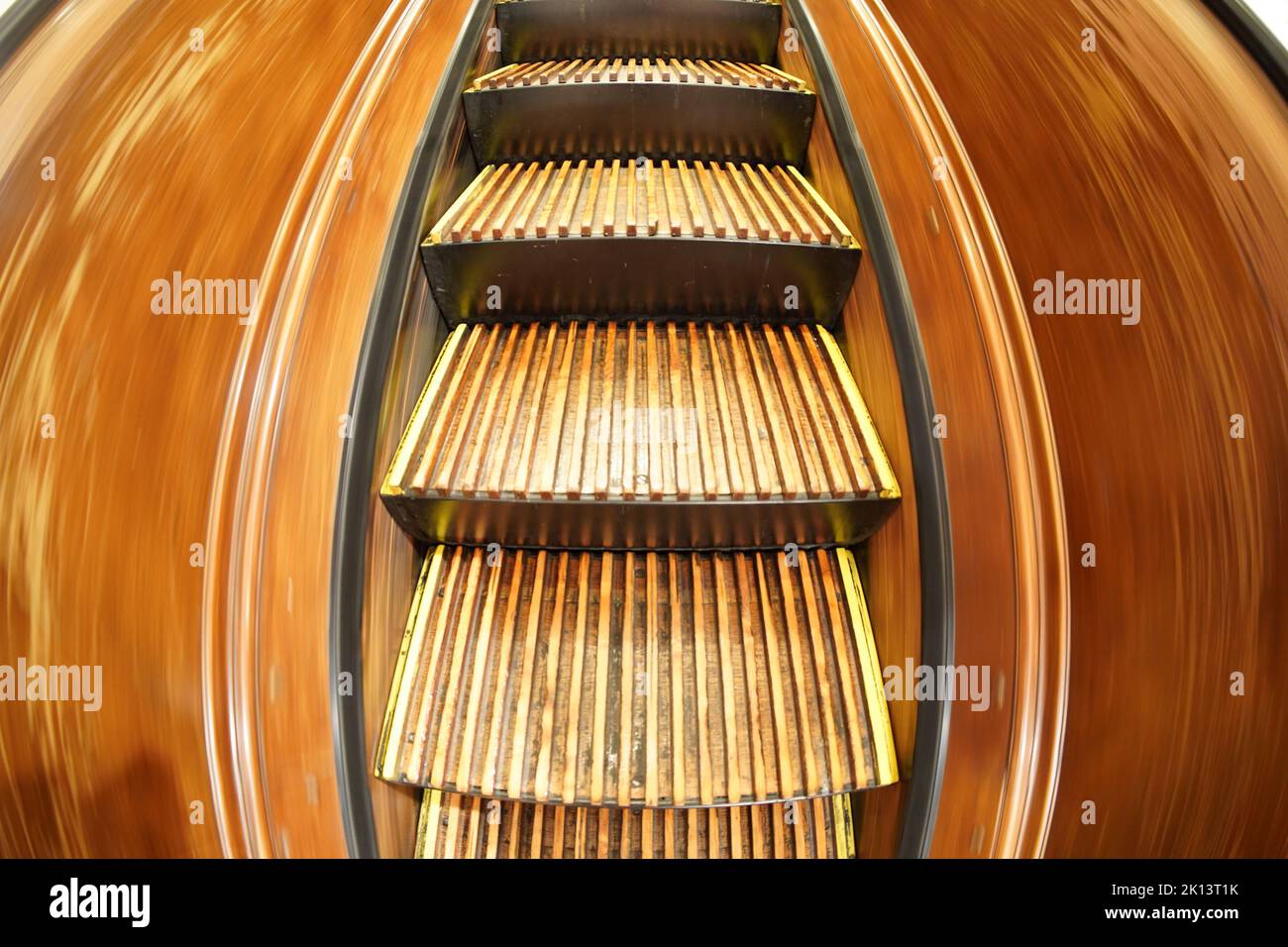 old antique wooden escalator in new york city mall Stock Photo - Alamy