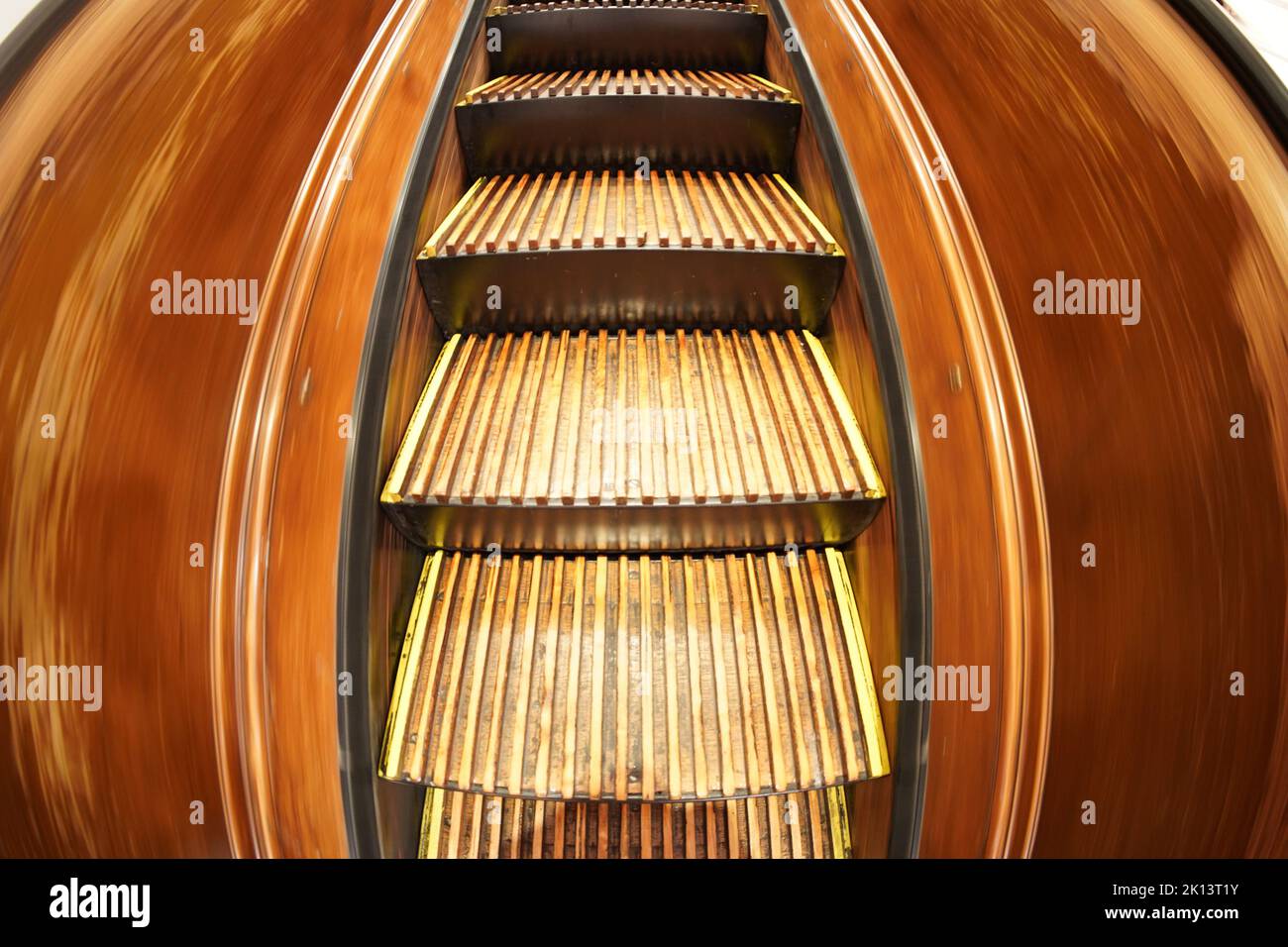 old antique wooden escalator in new york city mall Stock Photo - Alamy