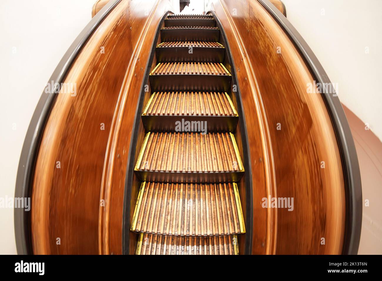 old antique wooden escalator in new york city mall Stock Photo - Alamy