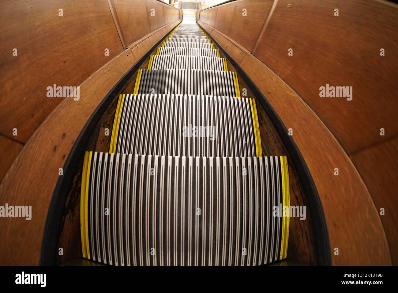 old antique wooden escalator in new york city mall Stock Photo - Alamy