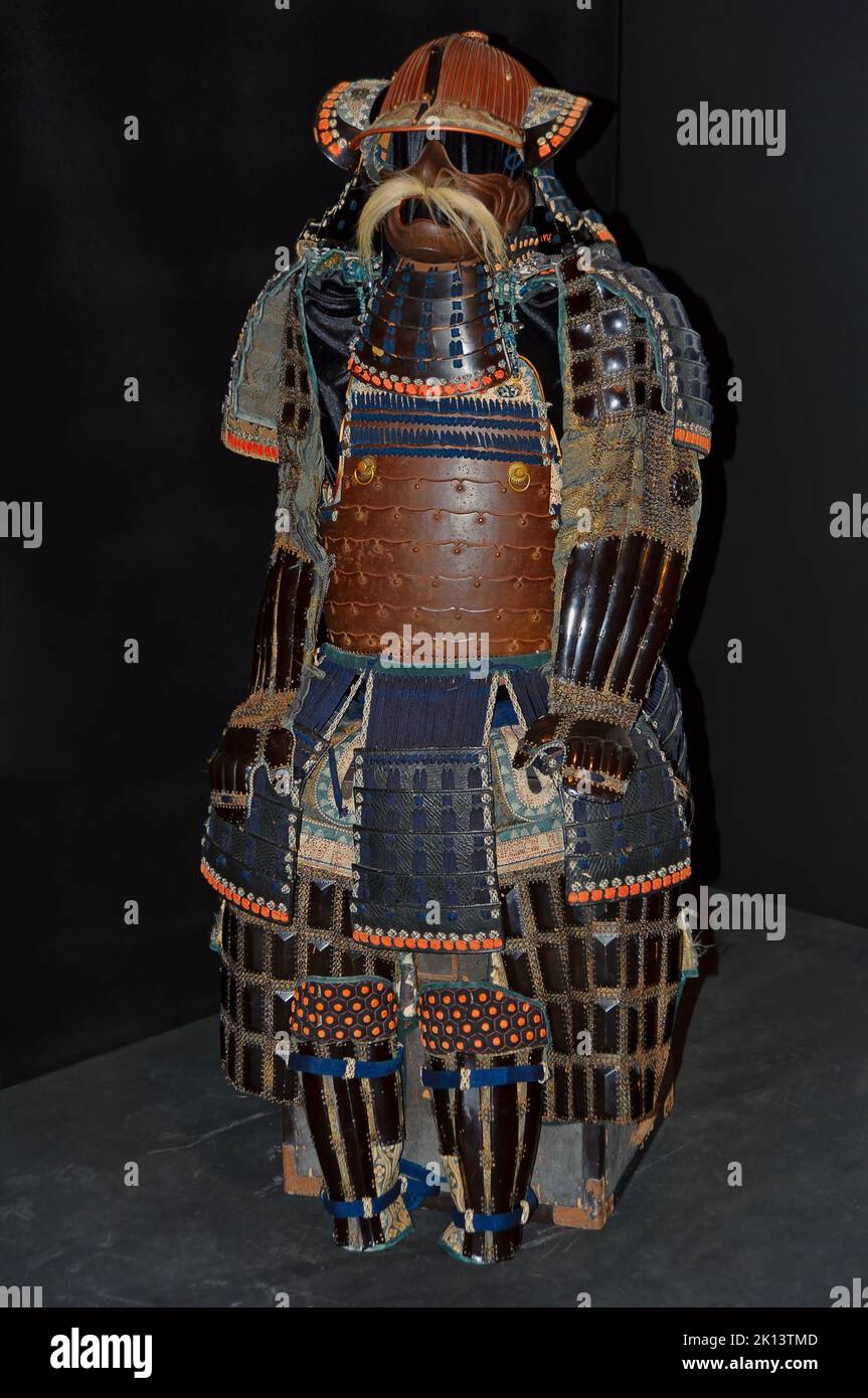 Antique samurai o-yoroi armour is on display at the Japanese Art of War ...
