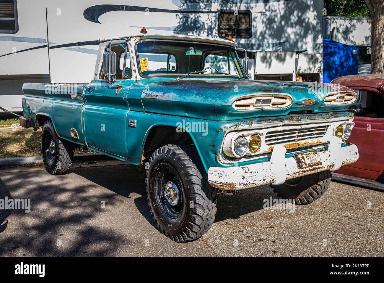 Falcon Heights, MN - June 18, 2022: High perspective front corner view ...