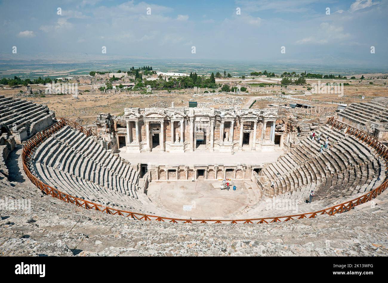 View to the ruins of theater in ancient Hierapolis, now Pamukkale in Turkey Stock Photo - Alamy