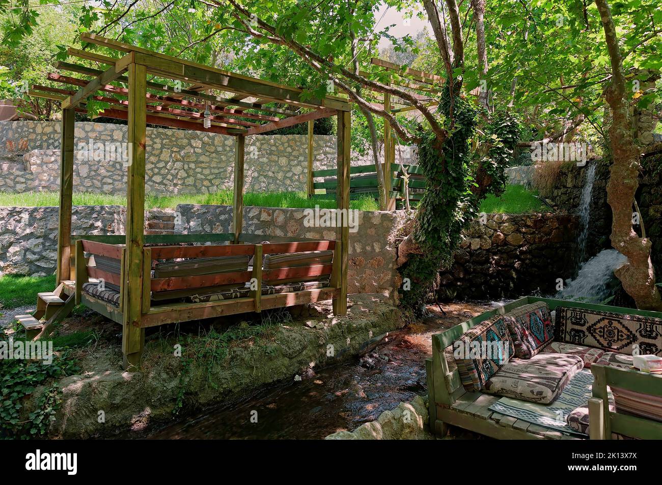 Turkish outdoor dastarkhan, meal setting Stock Photo - Alamy