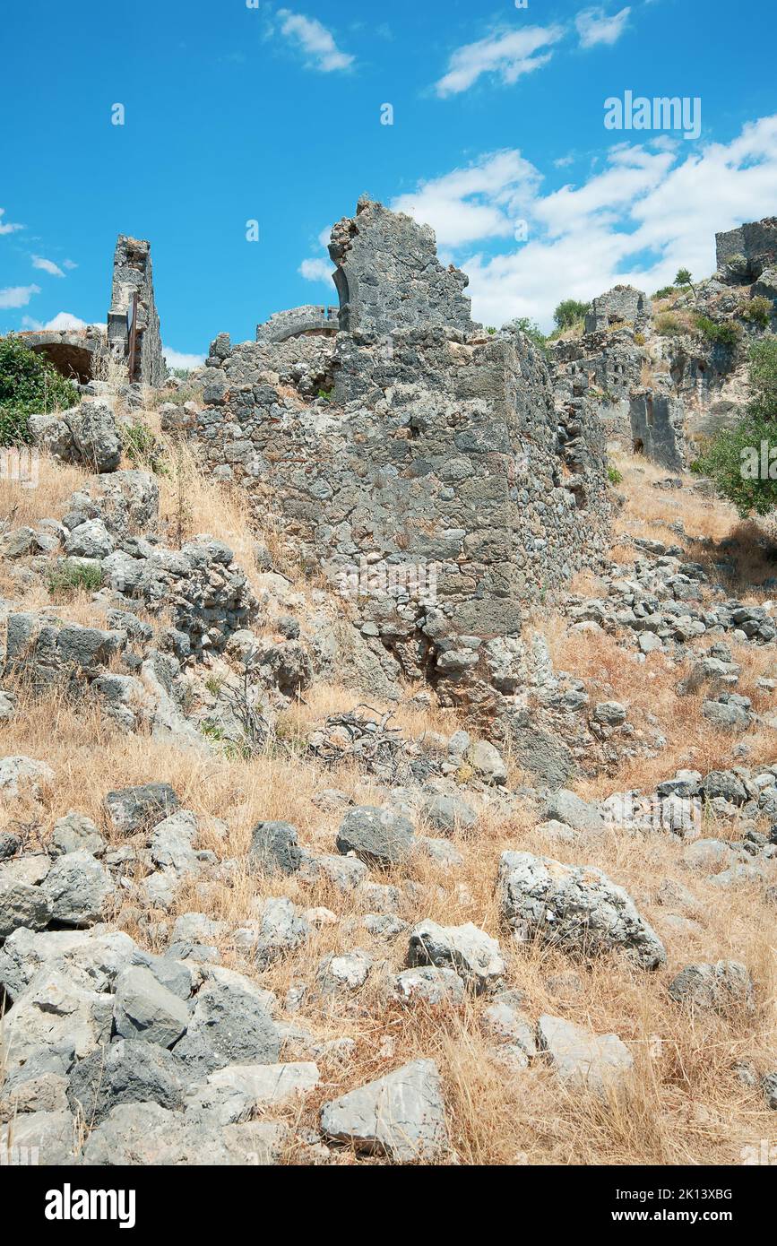 Ruins on St. Nicholas on Gemiler Island, Fethiye, Turkey Stock Photo ...
