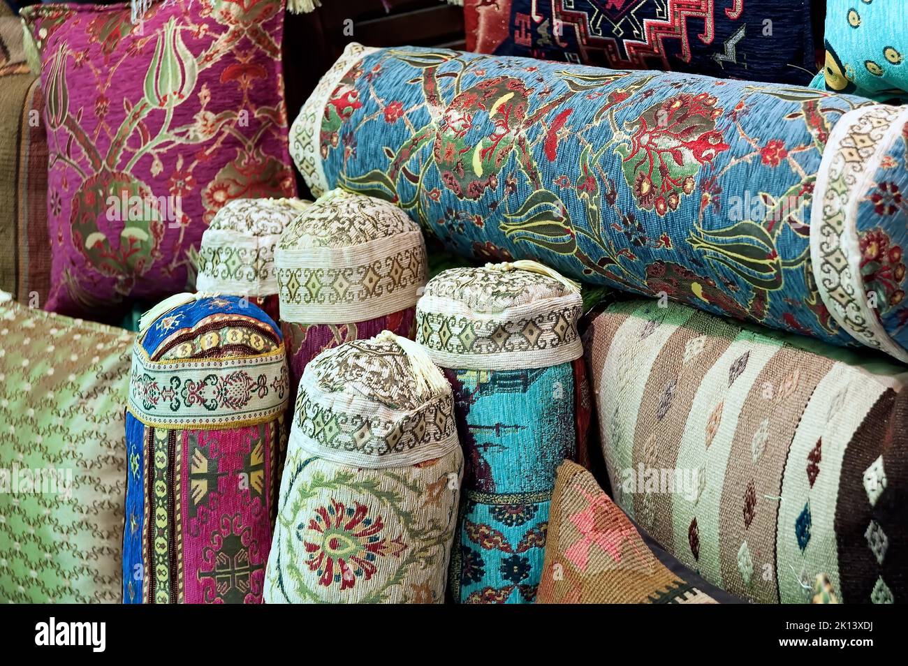 Samples of traditional Turkish decorative pillows Stock Photo - Alamy