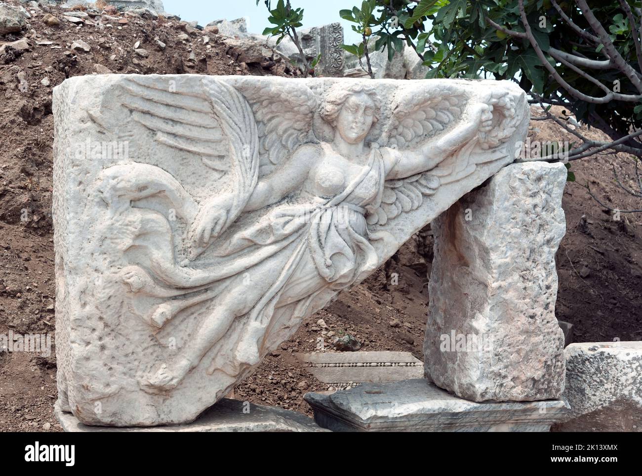 Sculpture of the goddess in the archaeological site of ancient Ephesus ...