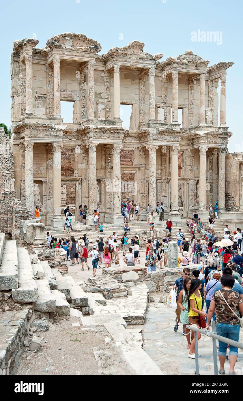 The library of Celsus is an ancient Roman building in Ephesus Stock ...