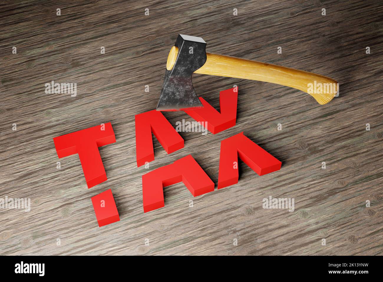 An axe is cutting the letter blocks TAX into halves. Illustration of ...