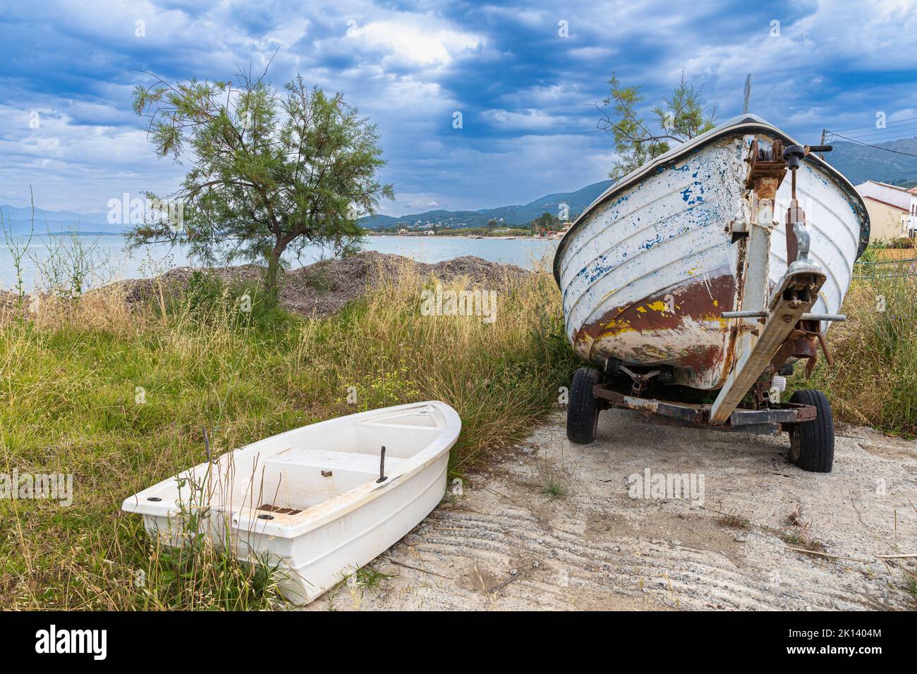 On the seafront of Roda, Corfu, Greece Stock Photo - Alamy