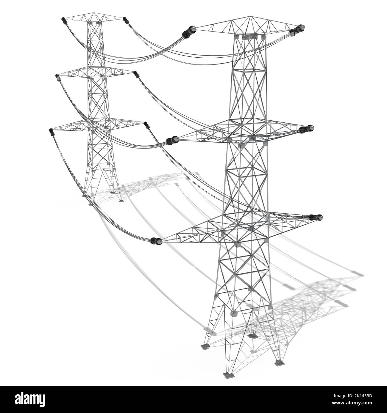 Electricity pylons isolated on white background - power, current ...