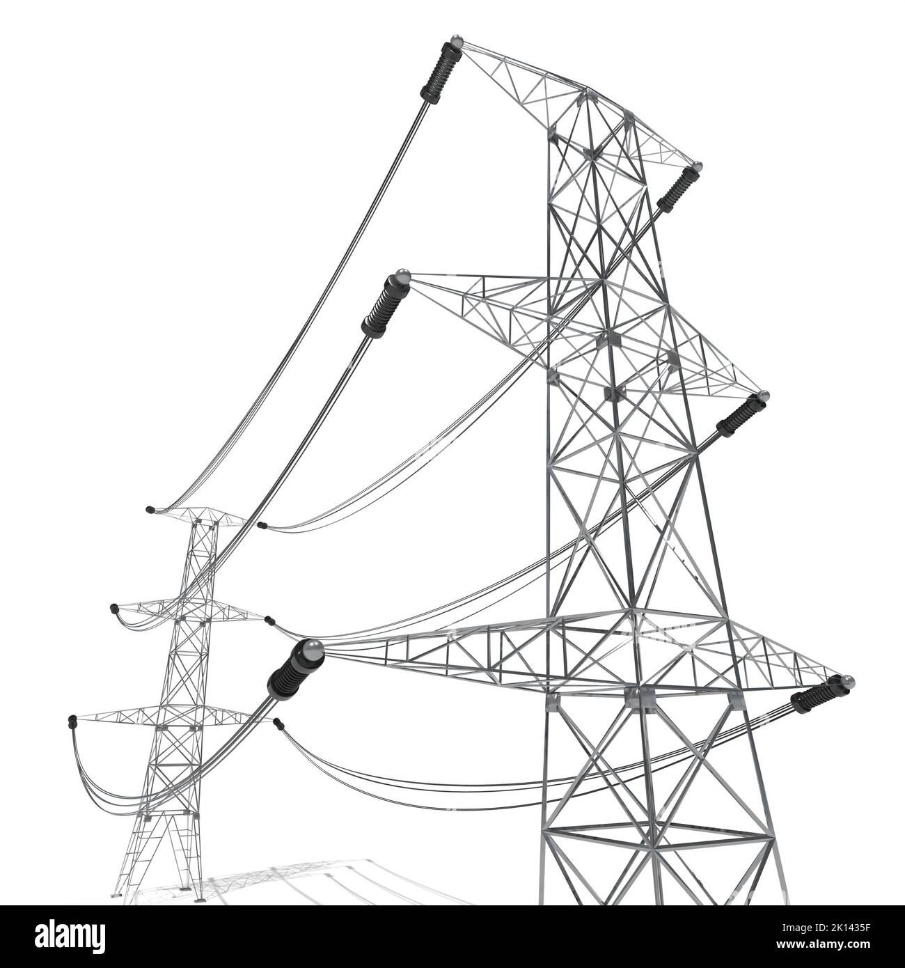 Electricity pylons isolated on white background - power, current ...