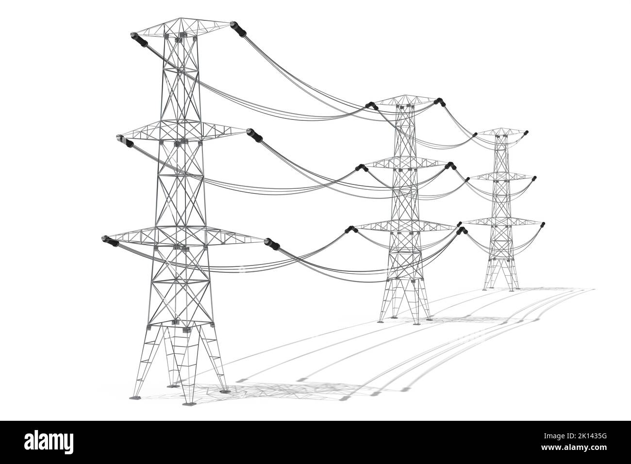 Electricity pylons isolated on white background - power, current ...