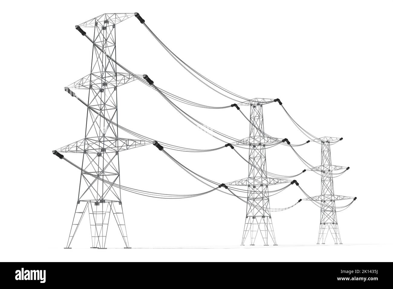 Electricity pylons isolated on white background - power, current ...