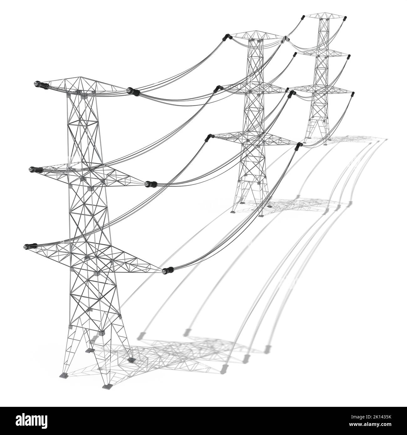 Electricity pylons isolated on white background - power, current ...