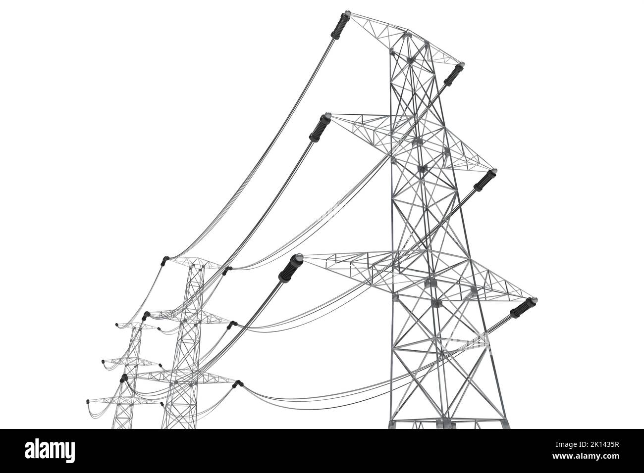 Electricity pylons isolated on white background - power, current ...