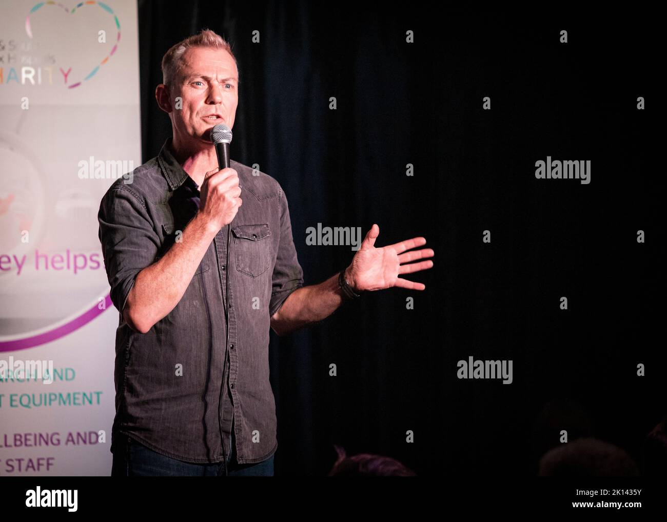 Ben Norris, stand-up comedian at a Charity Comedy Night, Chalkwell Park ...