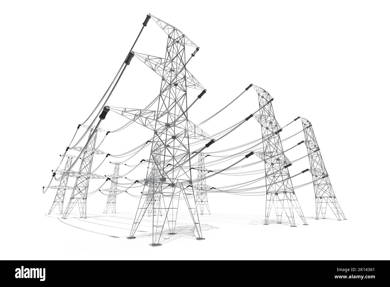 Electricity pylons isolated on white background - power, current ...