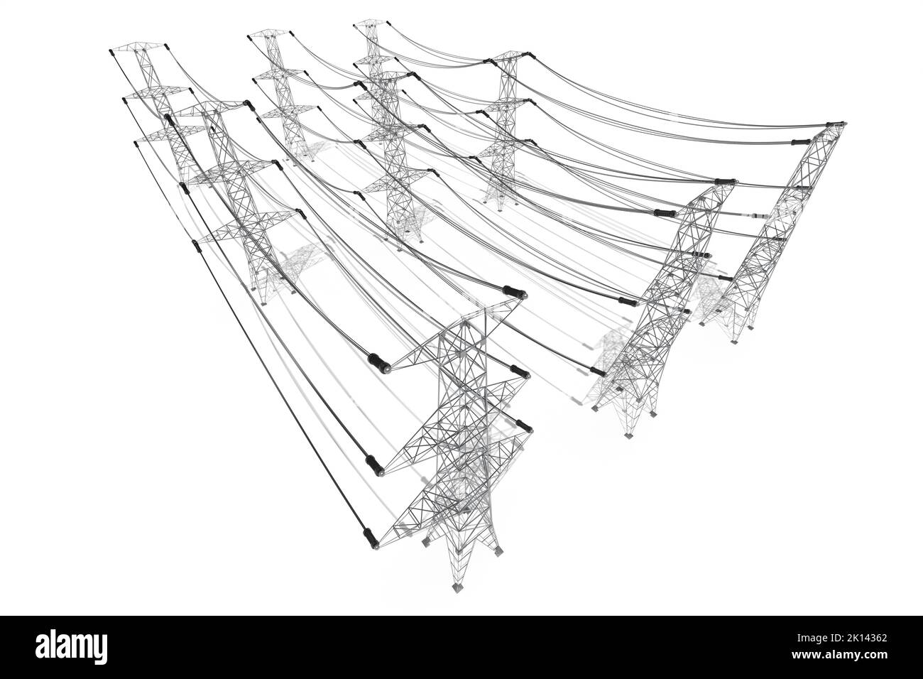 Electricity pylons isolated on white background - power, current ...